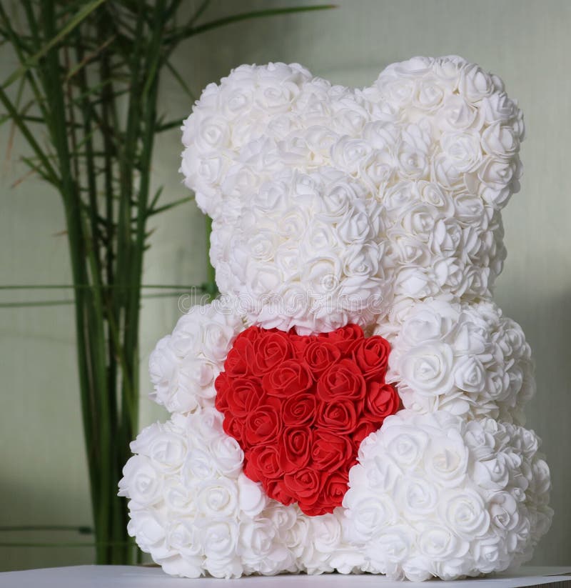 Bear of roses with heart stock photo. Image of soft - 170507600