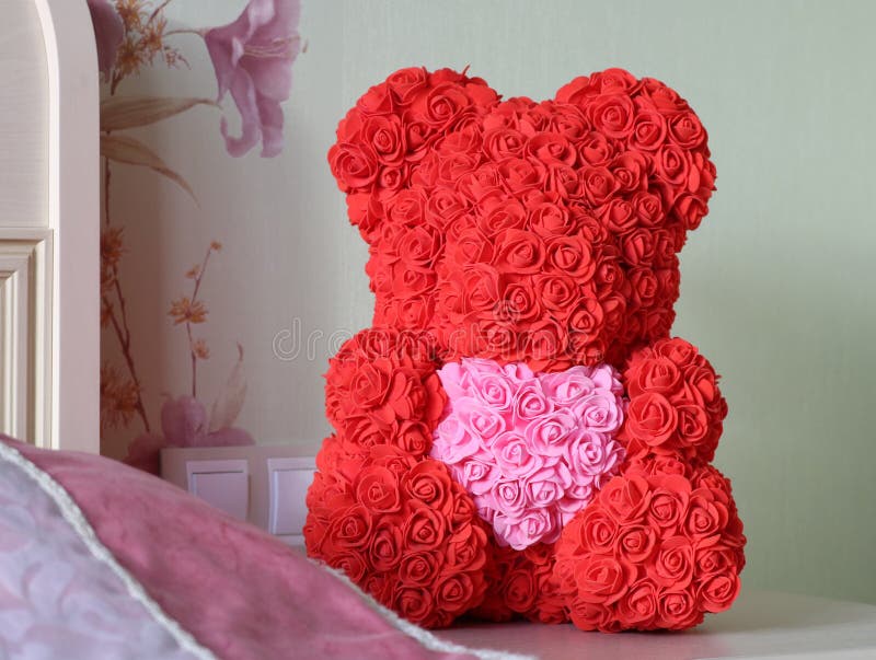 Bear of roses with heart stock image. Image of teddy - 170507549