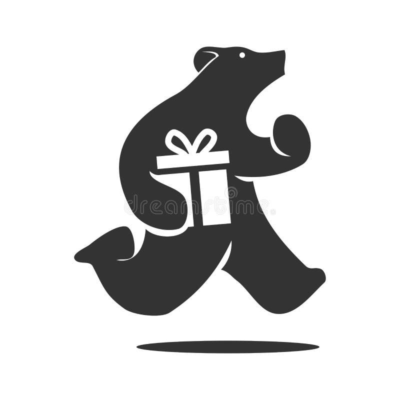 Bear Run Holding Package Icon Illustration Brand Identity Stock Vector ...