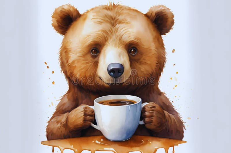 Bear s Cozy Coffee Break stock illustration. Illustration of colorful ...