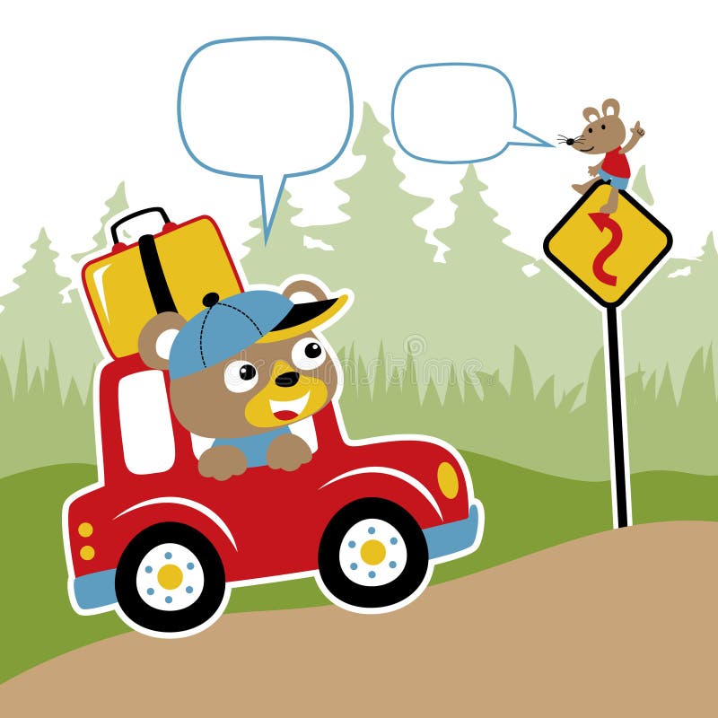 Cute Bear Cartoon Driving Car Stock Vector - Illustration of playful ...