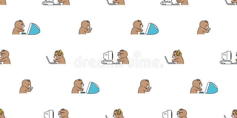 Bear Seamless Pattern Polar Bear Pc Computer Laptop Notebook Smart ...