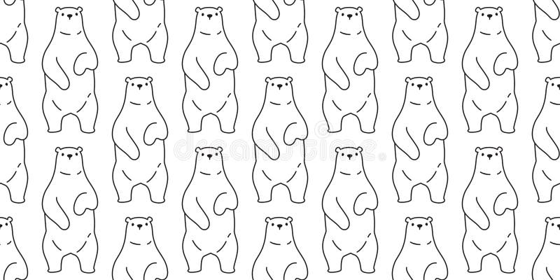 Bear Seamless Pattern Vector Polar Bear Scarf Isolated Cartoon Repeat ...