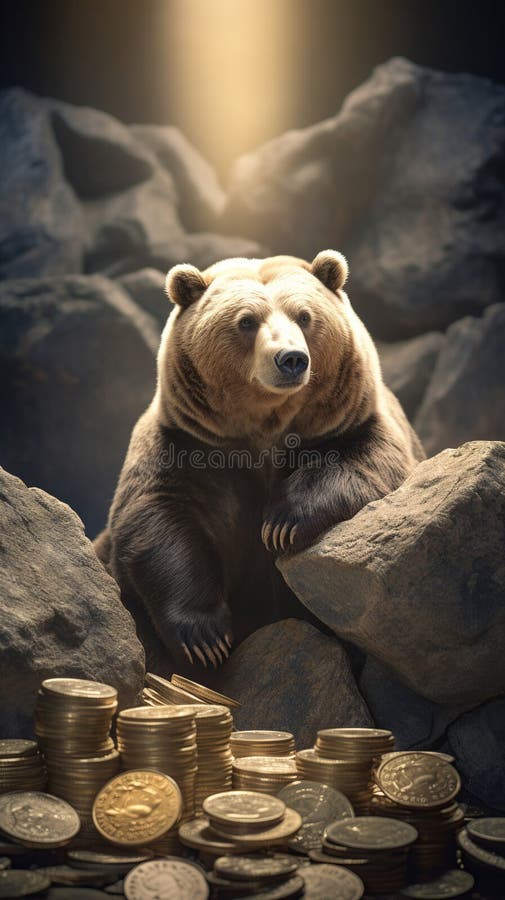 Bear with Several Gold Coins Stock Illustration - Illustration of ...