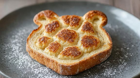Bear Shaped Toast with Powdered Sugar on a Plate. Stock Illustration ...