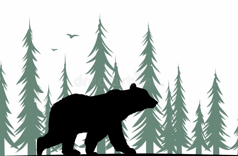 Bear Silhouette with Forest. Stock Vector - Illustration of forest ...