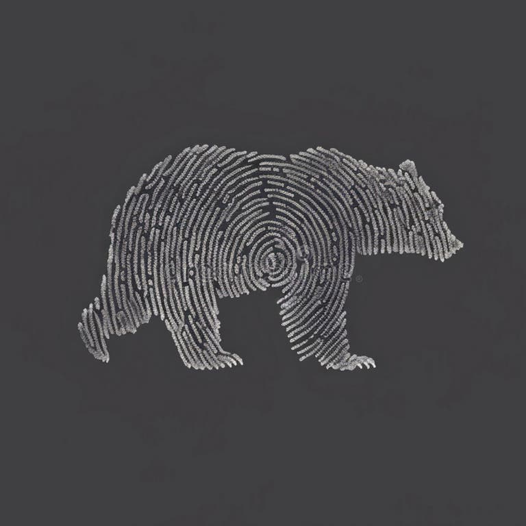 Bear Silhouette Made of Fingerprint Patterns Stock Illustration ...