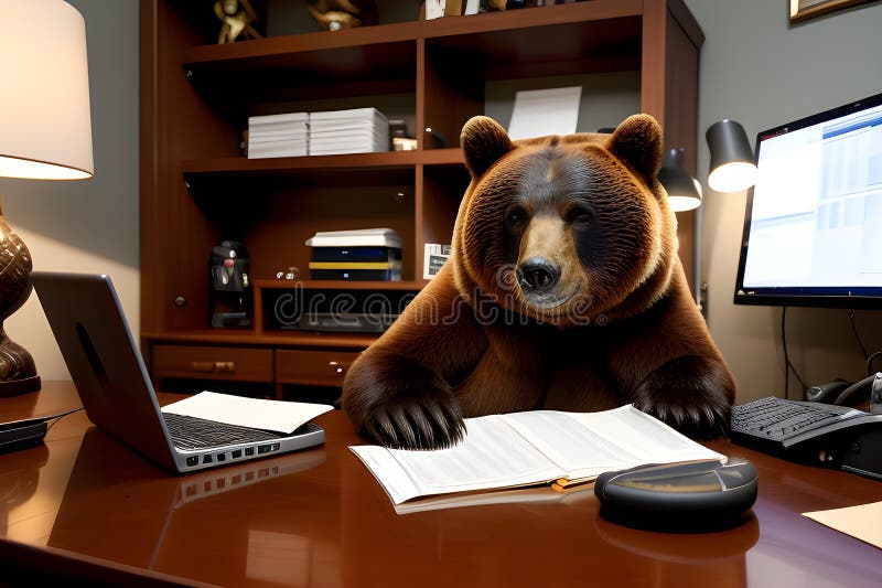The Bear is Sitting at Their Desk Engrossed in Their Work Stock ...