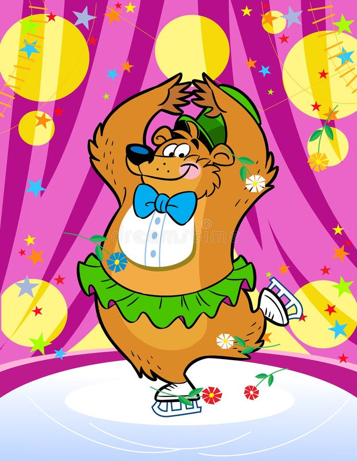 Bear on skates in a circus stock vector. Illustration of cartoon - 26177040