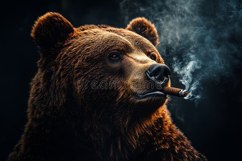 Bear Smoking Cigar with Smoke in Background Stock Illustration - Illustration of face, portrait ...