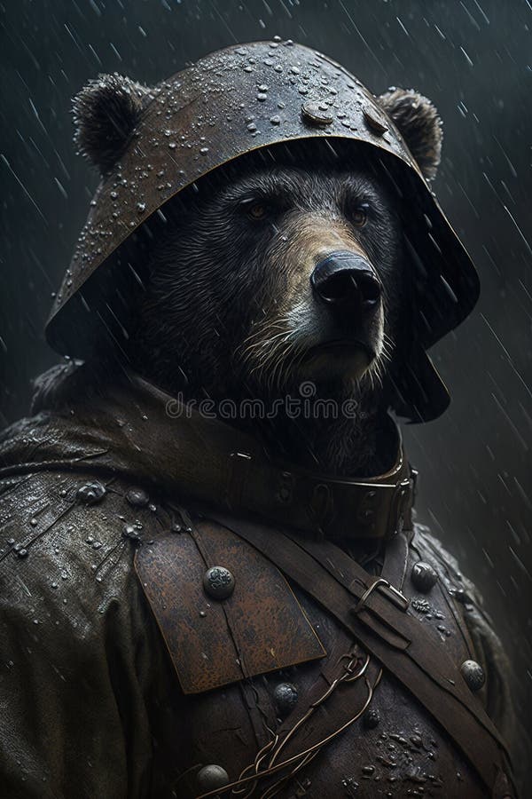 Bear Soldier in Old Military Uniform. Generative AI Stock Photo - Image ...
