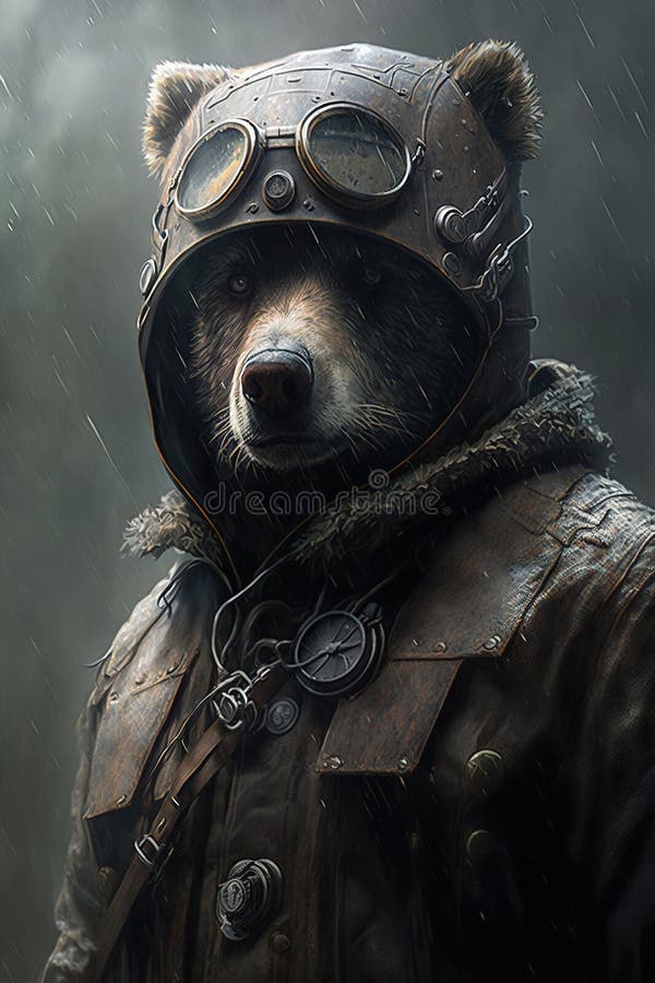 Bear Soldier in Old Military Uniform. Generative AI Stock Illustration ...