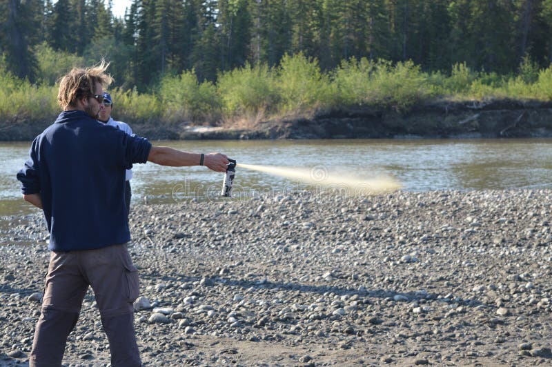 Bear Spray Demonstration (with Man) Editorial Image - Image of help ...