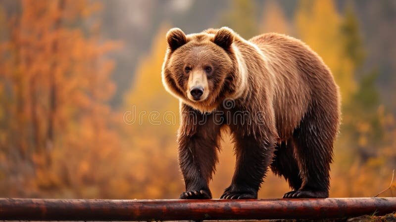 A Bear Standing in the Forest and Looking Forward. Wildlife Image of a ...