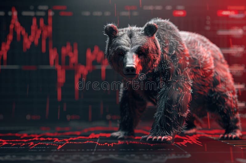 A Bear is Standing in Front of a Graph with Red Lines Stock Photo ...
