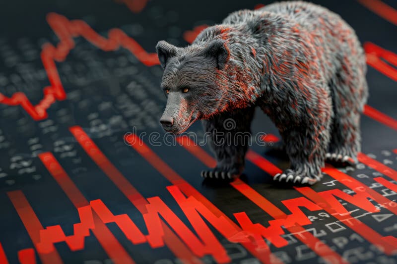 A Bear is Standing in Front of a Graph with Red Lines Stock Image ...