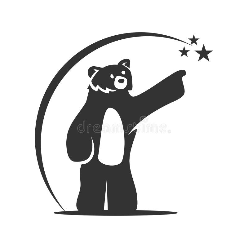 Bear Standing Pointing Star Icon Illustration Brand Identity Stock ...