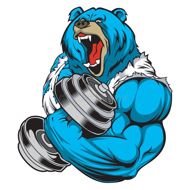 Bear Strong Dumbbell Gym Vector Angry Stock Vector - Illustration of ...