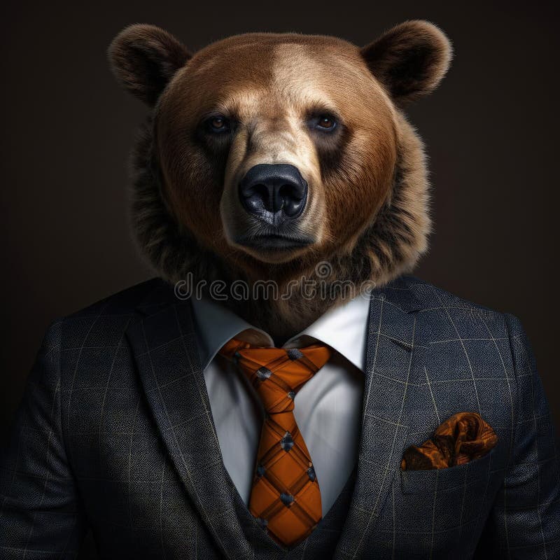 Bear in suit with tie stock image. Image of smile, fluffy - 299952793