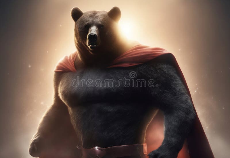 A Bear Superhero Stands Confidently in a Dramatic Pose, Showcasing ...