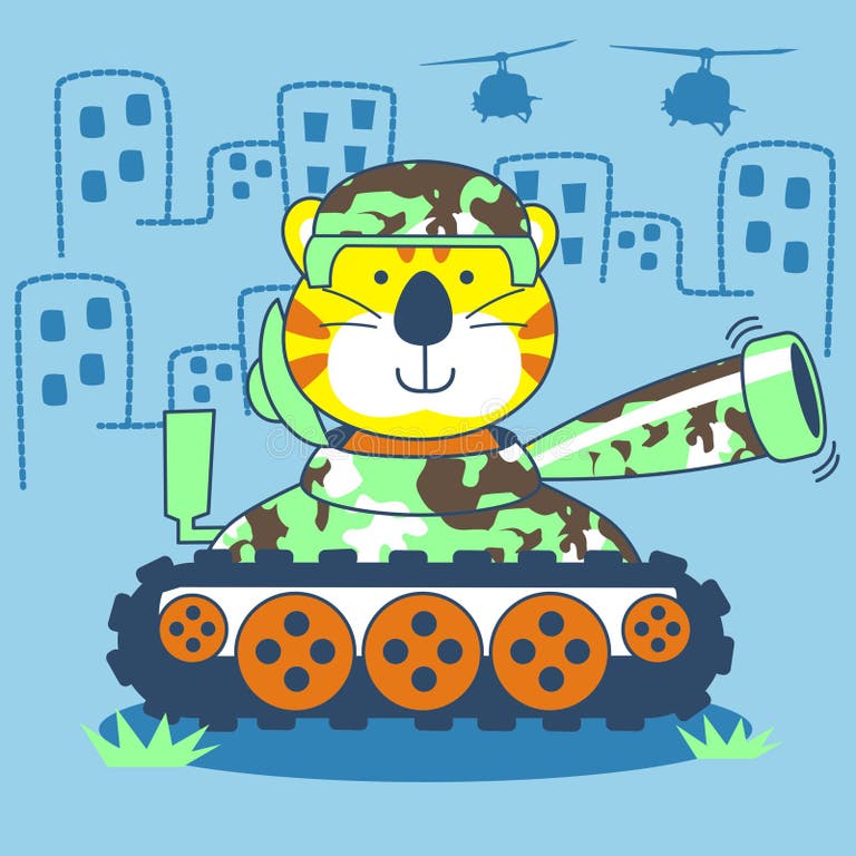 Bear and tank vector stock vector. Illustration of cartoon - 93996368