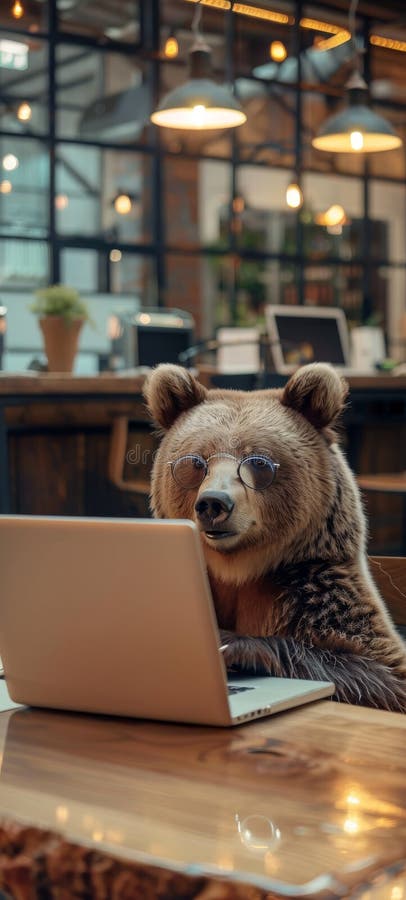 A Bear in Tech Support Solving Complex Issues on a Laptop in a Fast ...