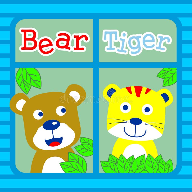 Bear and tiger stock vector. Illustration of cool, color - 97077701