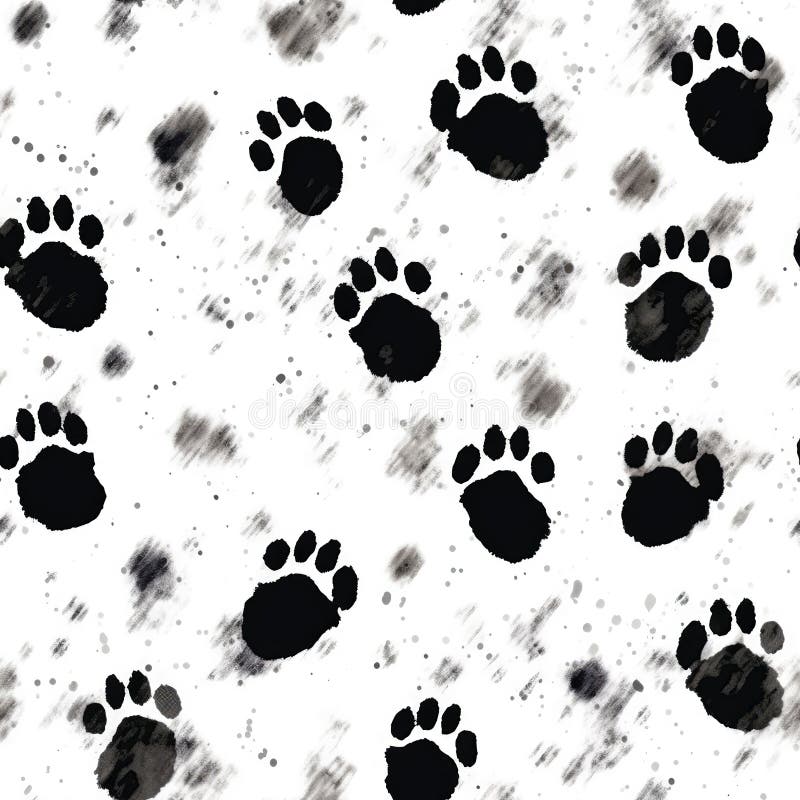 Bear Tracks on White Background. Seamless Background. Generative AI ...