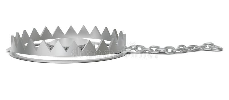Bear Trap with Chain, Side View Stock Illustration - Illustration of ...