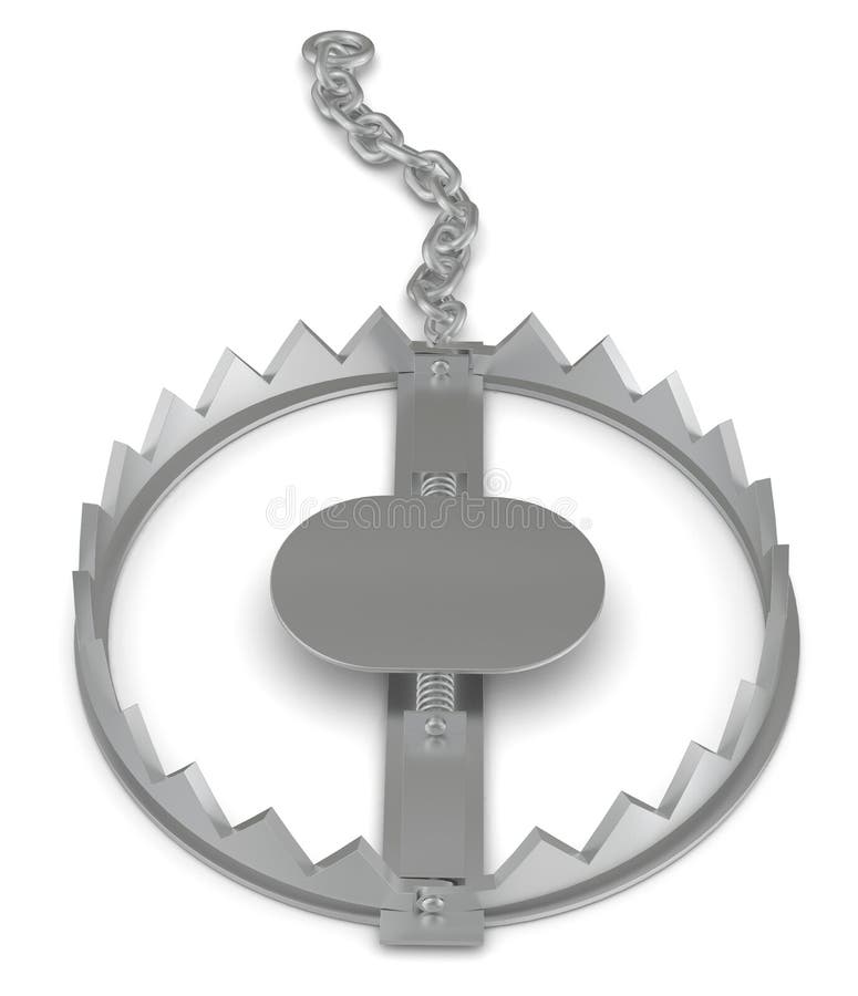 Bear Trap with Chain on White, Top View Stock Photo - Image of chain ...