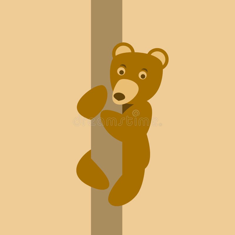 Bear on a Tree Cartoon Vector Illustration Flat Style Stock Vector ...