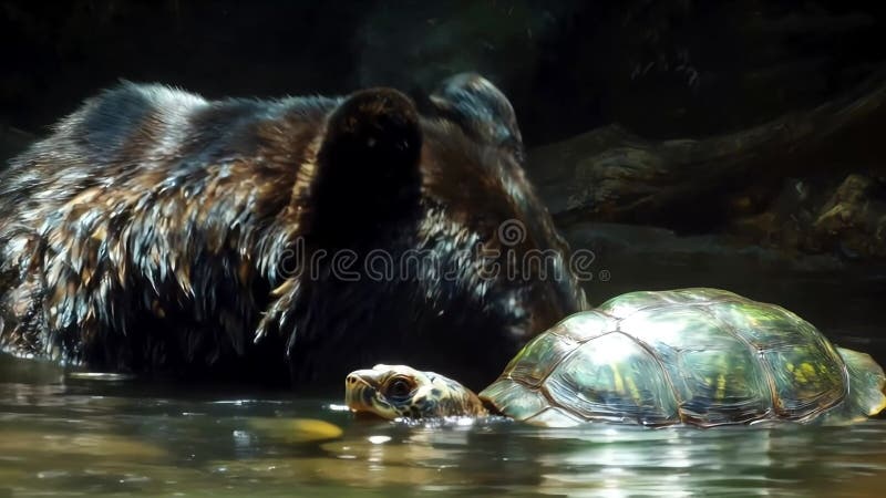Bear, Turtle, Forest Stream, Sunlight, Wildlife Documentary Stock ...