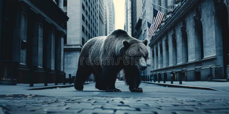 A Bear is Walking Down a City Street Stock Illustration - Illustration ...