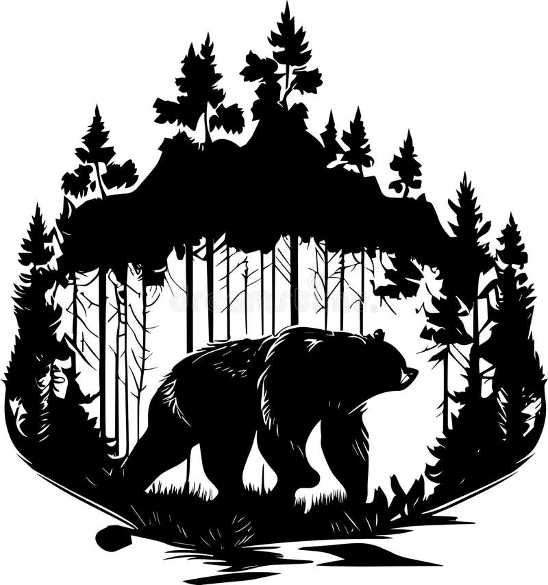 Bear Walking in Forest Icon Stock Vector - Illustration of environment ...