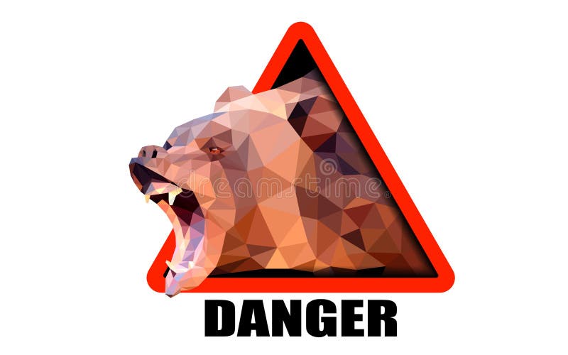 Bear Warning Sign Red. Predator Hazard Attention Symbol Stock Vector ...