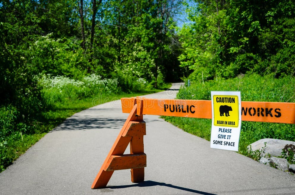 Bear Warning Sign on a Summer Day Stock Image - Image of signboard ...