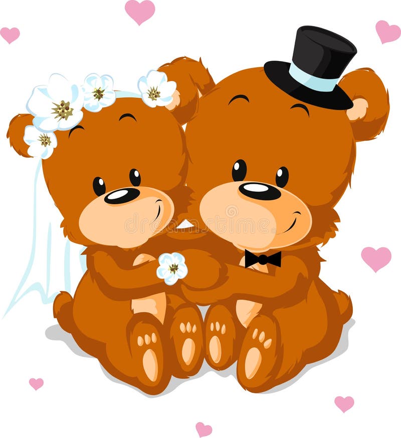 Wedding of bears stock illustration. Illustration of nature - 55020528