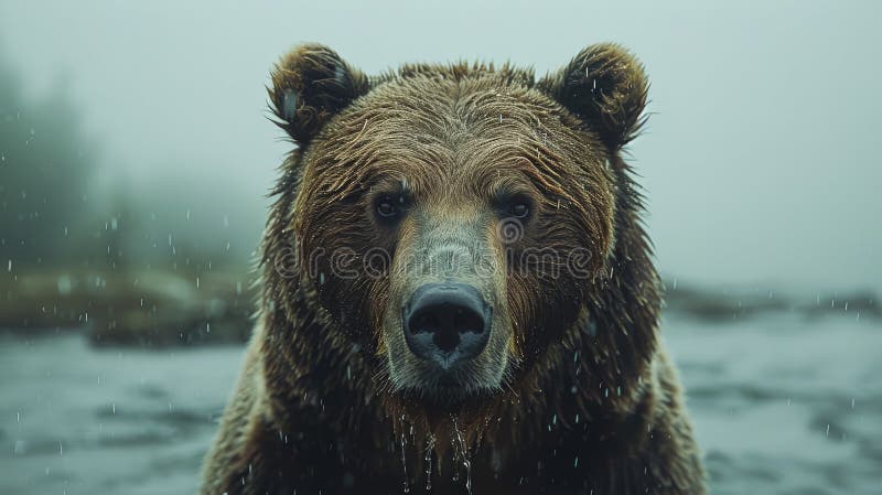 A Bear with a Wet Face is Staring at the Camera Stock Photo - Image of ...