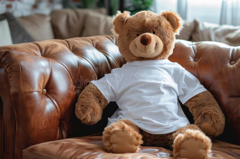 Bear in a White T-shirt, an Empty Mockup Featuring a Large Plush Bear ...