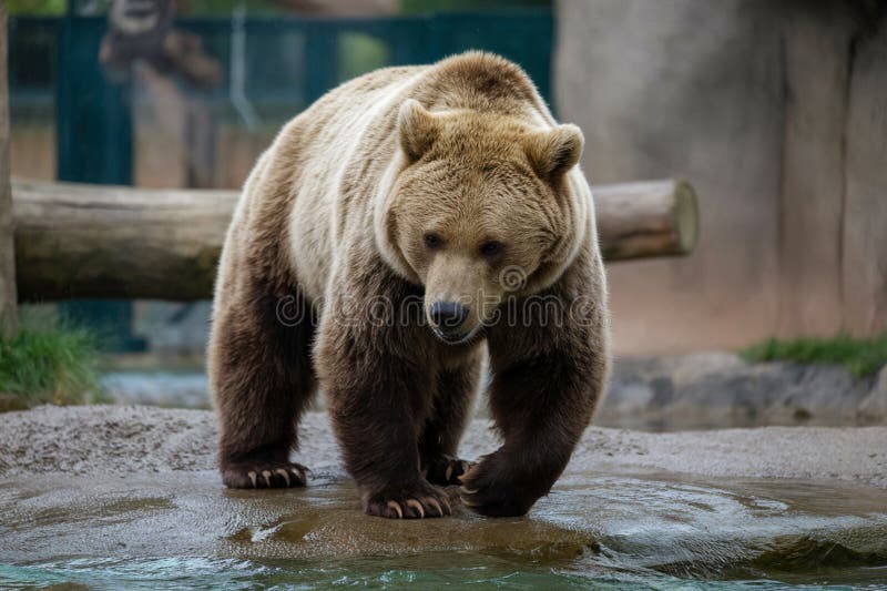 Bear in Zoo Enclosure, Highlighting Its Natural Behavior and ...