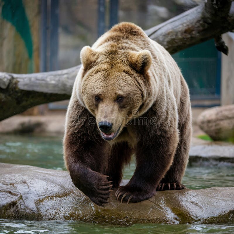 Bear in Zoo Enclosure, Highlighting Its Natural Behavior and ...