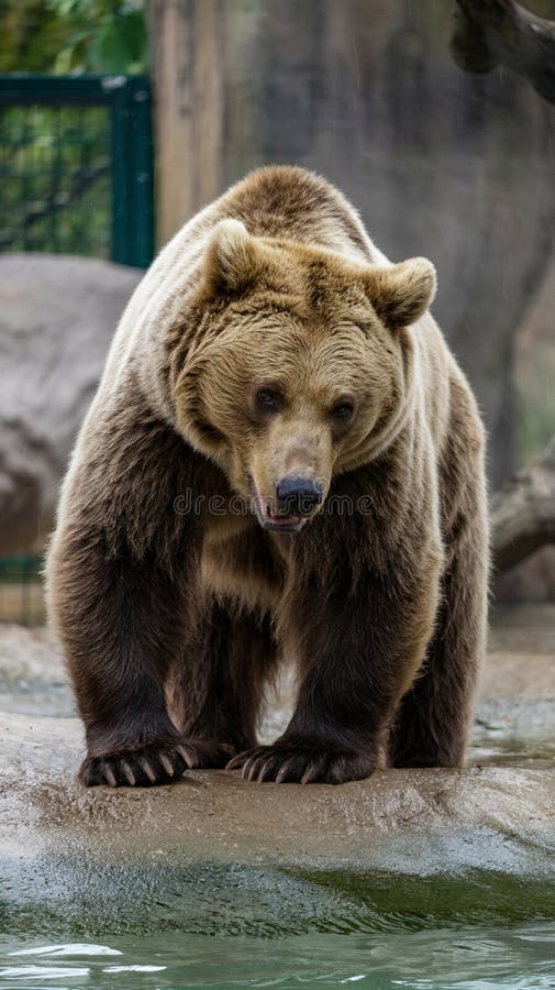 Bear in Zoo Enclosure, Highlighting Its Natural Behavior and ...