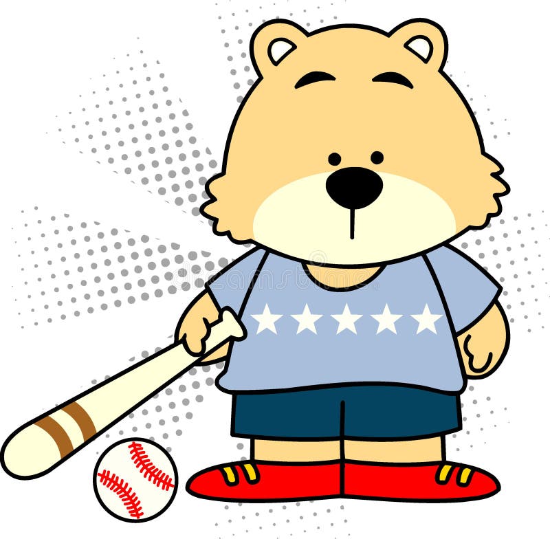 Cute Bear Cartoon Playing Baseball Stock Vector - Illustration of ...