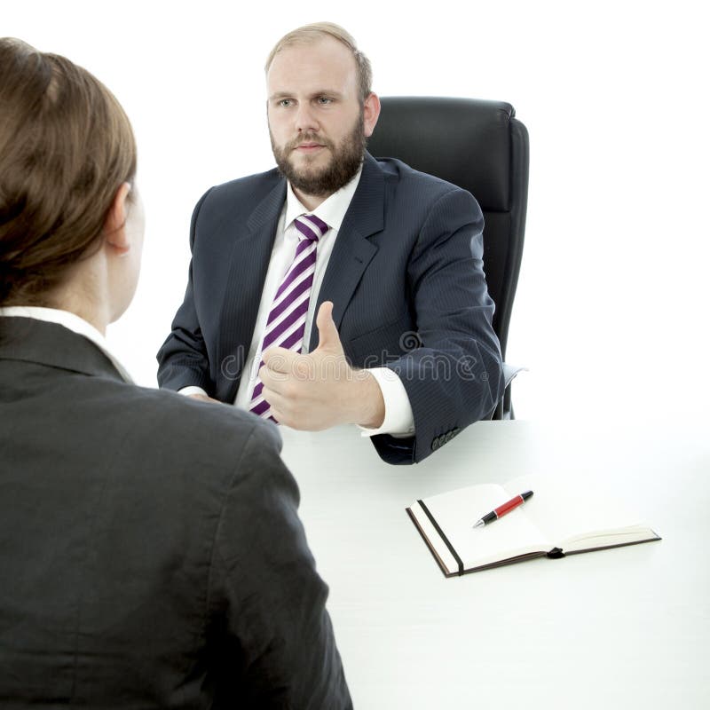 Beard Business Man and Woman Sign Good Work Stock Image - Image of ...