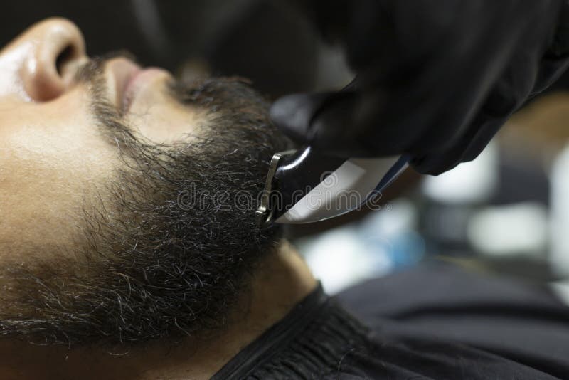 Stylist`s Hands Doing Design and Beard Cutting with Machine Stock Image ...