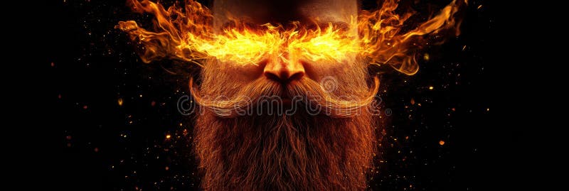 Beard of Flames on Black Background Creates a Striking Fantasy Fire ...