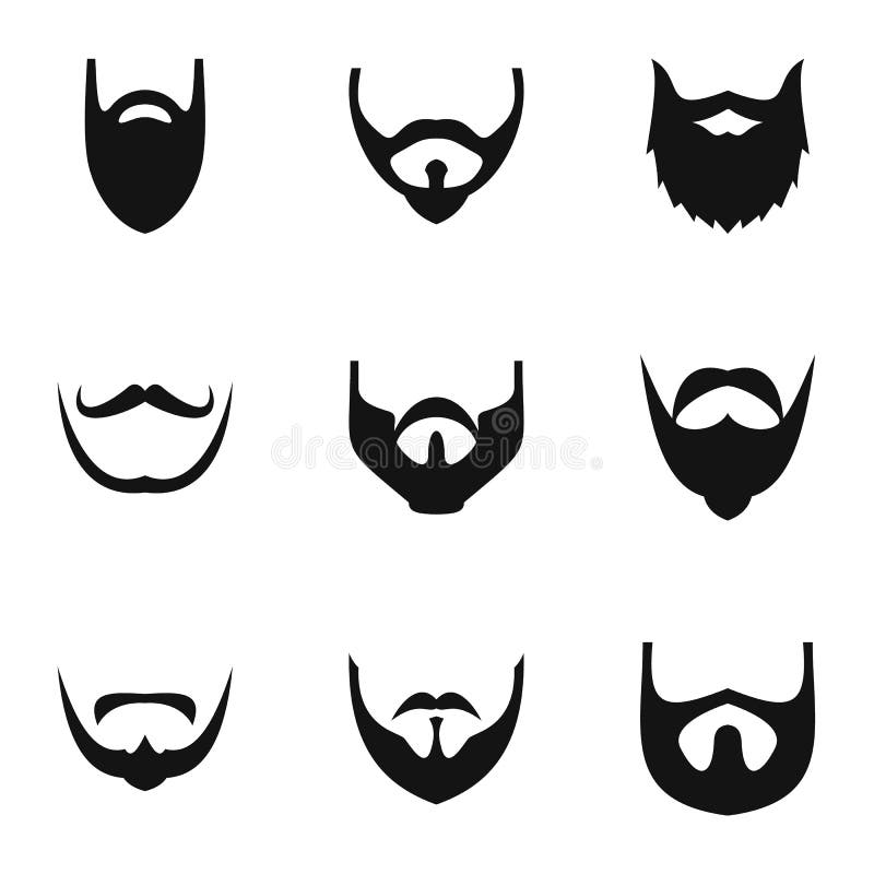 Beard Icons Set, Simple Style Stock Illustration - Illustration of ...