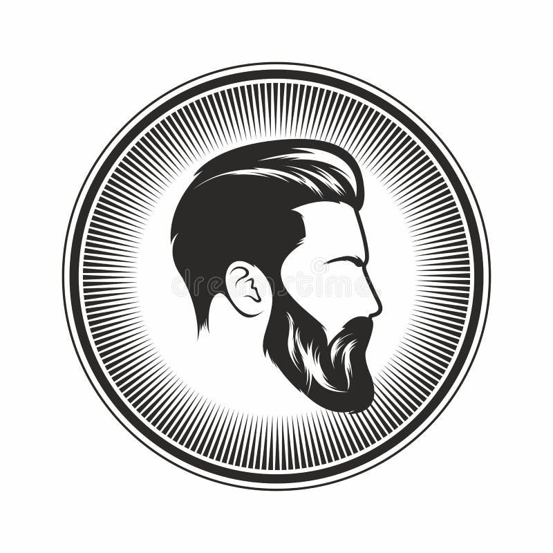 Beard Man with Vintage Circle for Barbershop Icon Vector Template Stock ...