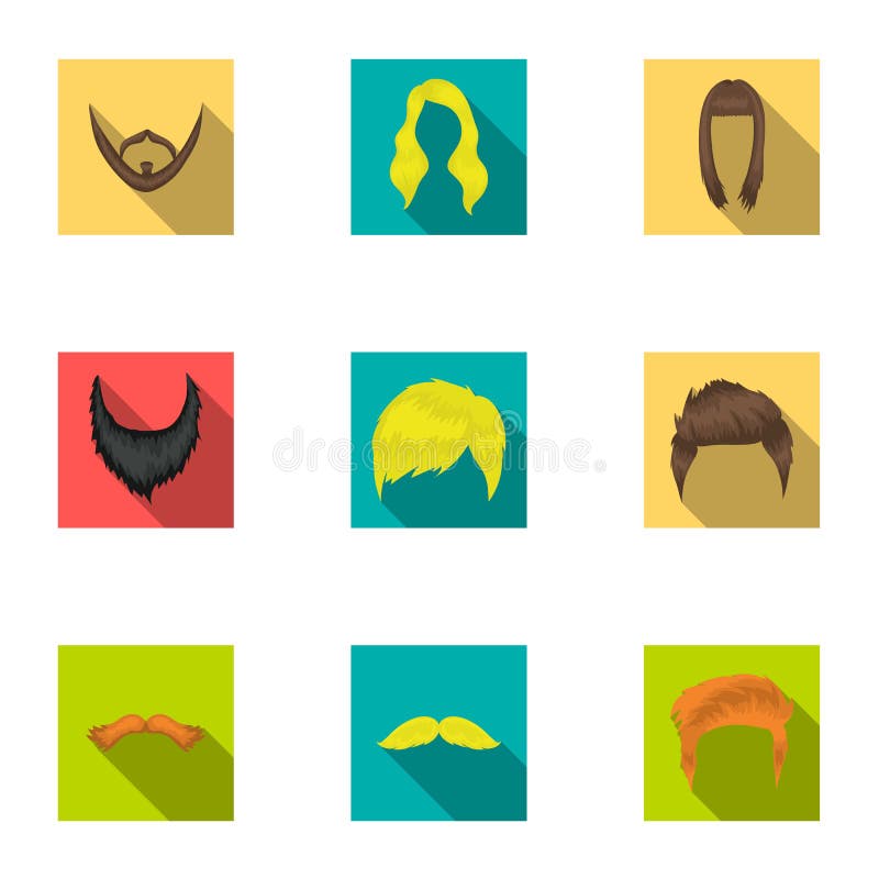 Beard Set Icons in Flat Style. Big Collection of Beard Vector Symbol ...
