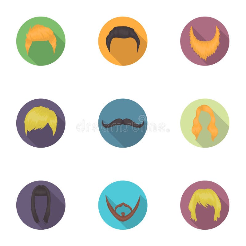 Beard Set Icons in Flat Style. Big Collection of Beard Vector Symbol ...